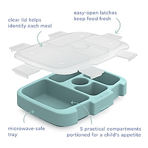 Bentgo® Kids Prints Tray with Transparent Cover - Reusable, BPA-Free, 5-Compartment Meal Prep Container with Built-In Portion Control for Healthy Meals At Home & On the Go (Sea Life)