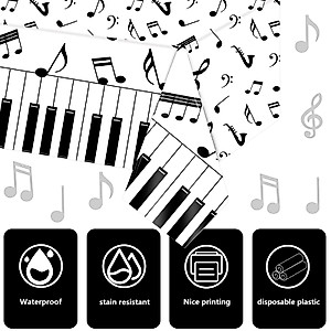 40 Pieces Music Theme Party Decorations Set Include Music Note Latex Balloons Foil Balloons Note Hanging Swirls Happy Birthday Banner and Disposable Note Tablecloth for Birthday Wedding Party Supplies