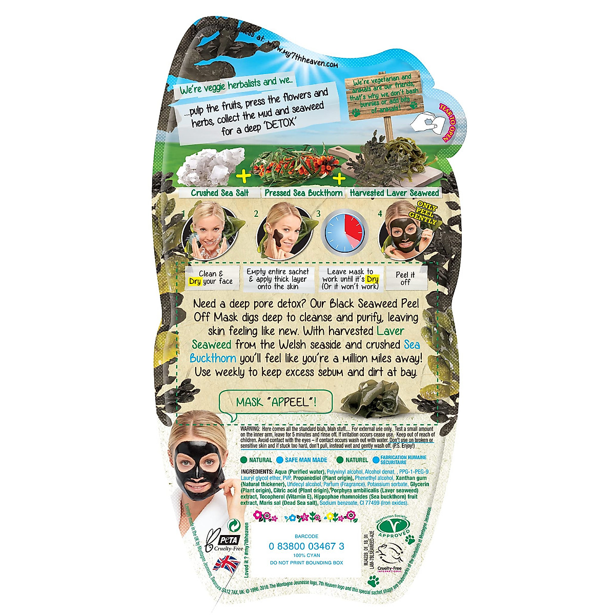 Montagne Jeunesse Black Seaweed Peel Off Masque, 0.3 Fl Oz, 12 Count