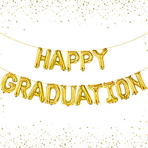 XtraLarge, Gold Happy Graduation Banner - 16 Inch, Graduation Foil Balloons | Graduation Party Supplies 2023 for Graduation Party Decorations 2023 | Graduation Banner for Graduation Decorations 2023