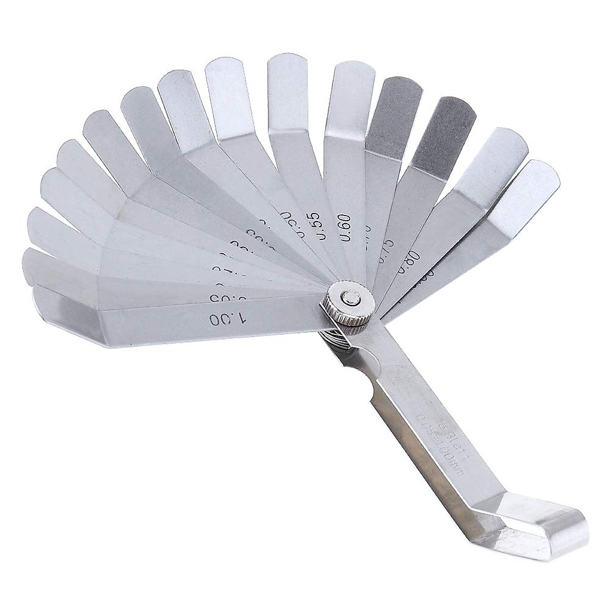 OriGlam Offset Feeler Gauge Set with 16 Blades, Standard Metric Offset Valve Feeler Gauge for Measuring Gap Width/Thickness 0.05mm - 1.0mm