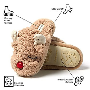 Dearfoams Matching Family Holiday Christmas Reindeer & Turkey Scuff Slipper, Kids Reindeer, US 7-8 Unisex Toddler