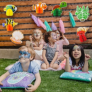 Zilphoba 9pcs Under the Sea Animal Decorations, Ocean Honeycomb Centerpiece for Themed Party Decorations, Table, Birthday, Beach, Baby Shower