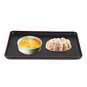 Serving Tray, Anti‑Skid 3 Sizes Wood Grain/Black Rectangular Coffee Table Tray, for Holding Food Holding Drinks(692 Korean Wood Grain)