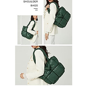 Angryapple Large Puffer Tote Bag,Soft Small Square Filled One Shoulder Portable Women's Bag,Winter Soft Bag (brown)