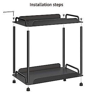JNIHEEP Bathroom Organizer Countertop,2-Tier Standing Rack Storage Shelf for Kitchen,Bathroom,Desktop Cosmetics Black