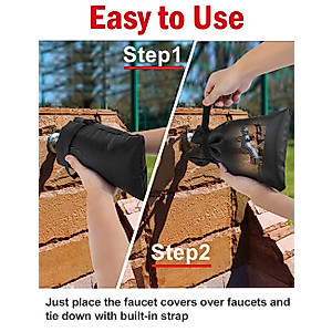 Outdoor Faucet Covers for Winter, Pro 10" H x 7" W Outside Faucet Cover Freeze Protection, Upgraded Reusable Waterproof Insulated Spigot Cover, Thickened Water Spigot Cover for Winter, 4 Pack, Black