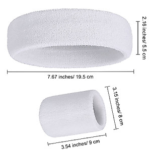 WILLBOND 3 Pcs Sweatbands Set 80s Neon Sports Headband Tennis Striped Sweat Band Paris Sports Competitions Sports Games for Men Women Kids Party Supplies(White,Solid Style)