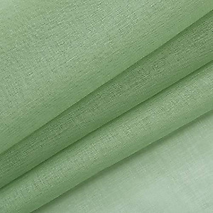 MYSTIC-HOME Sage Green Sheer Curtains 84 Inches Long, Rod Pocket Sheer Drapes for Living Room, Bedroom, 2 Panels, 52"x84", Semi Crinkle Voile Window Treatments for Yard, Patio, Villa, Parlor