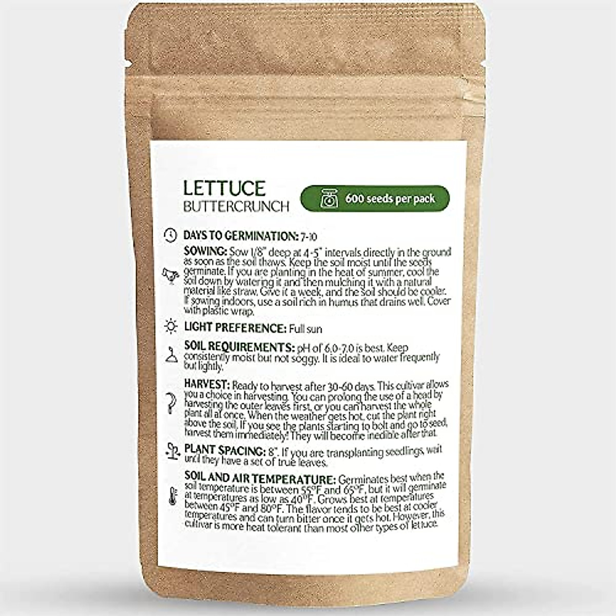 Seedra.US Lettuce Seeds for Indoor and Outdoor Planting - Home Garden - 1200 Seeds - GMO-Free and Heirloom Seeds - 2 Pack