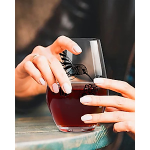 Mother's Day Wine Glass Gift-Hummingbird Stemless Wine Glass -Birthday Day Gift for Mom Her,Hummingbird Gifts For Women