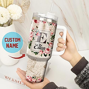 WAZONE Personalized Book Lovers Coffee 40 Oz Insulated Stainless Steel Tumblers with Handle and Straw Cups Custom Birthday Christmas Gifts for Bookholic Friends Besties Soul Sisters Brothers