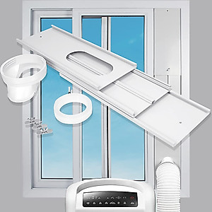TOPOWN Portable Ac Window Kit, 5"/5.9" Hose Universal Window Slide Kit Plate for Ac Window Vent Kit Vertical/Horizontal -Max Adjustable Length 122cm/48- with 5.9"/15cm and 5"/13cm Adaptor