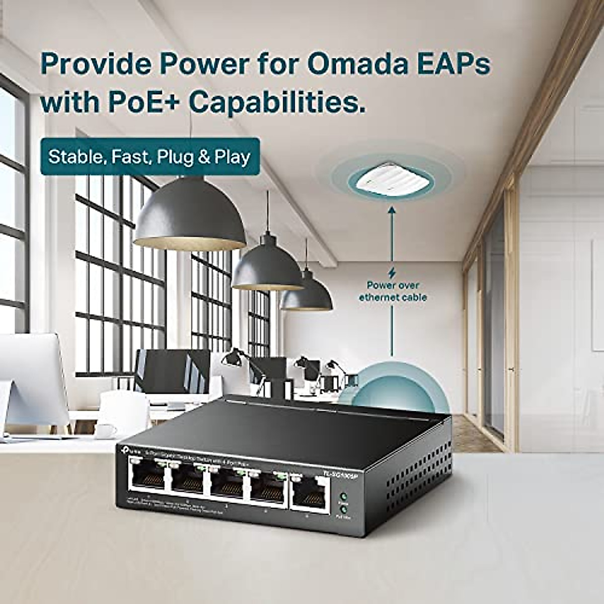 TP-Link TL-SG1005P 5 Port Gigabit PoE Switch 4 PoE+ Ports @65W Desktop Plug & Play Sturdy Metal w/ Shielded Ports Fanless Limited Lifetime Protection QoS & IGMP Snooping