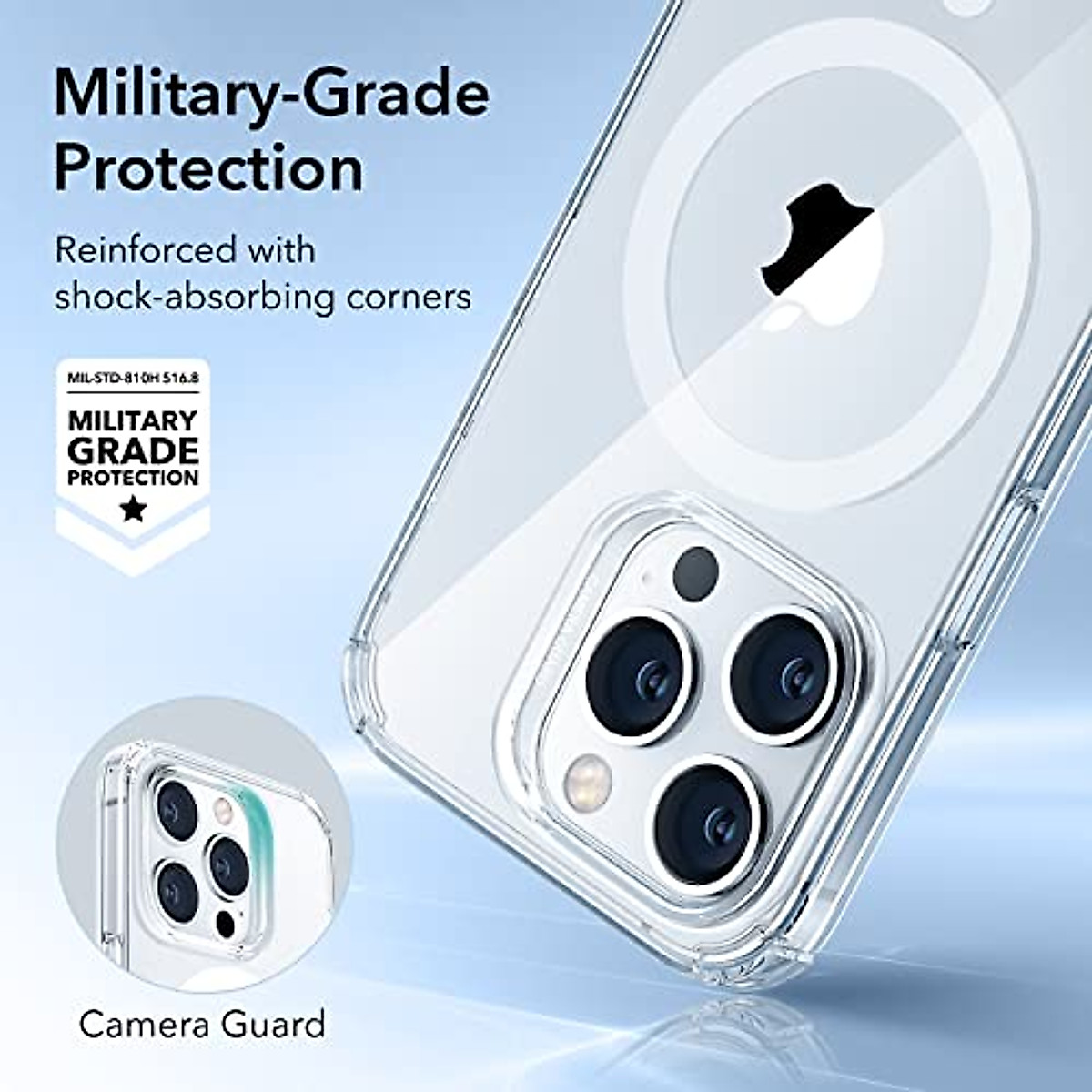 ESR Krystec Clear Case with HaloLock Compatible with iPhone 14 Pro Max Case, Compatible with MagSafe, Ultra-Yellowing Resistant, Shockproof Military-Grade Protection, Polycarbonate Buttons, Clear