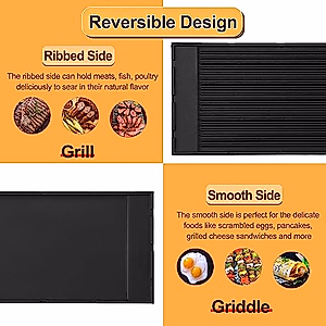 HG-GRZ-NS Griddle Replacement Parts for ZLINE Gas Stove Top Parts High Grate Cast Iron Reversible Griddle Plate ZLINE 24 30 36 48 60 Inch Gas Cooktop Range Electric Oven Griddle Top Pan 1 Pcs