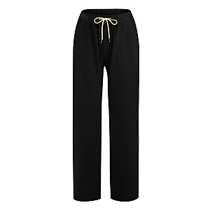 Capri Jean Plus Size Women's Scrub Pants Womens Cotton Pants Summer Boho Pants Women Womens Lightweight Pants for Summer fold Over Yoga Pant Womens Jean Capris for Summer A-Black