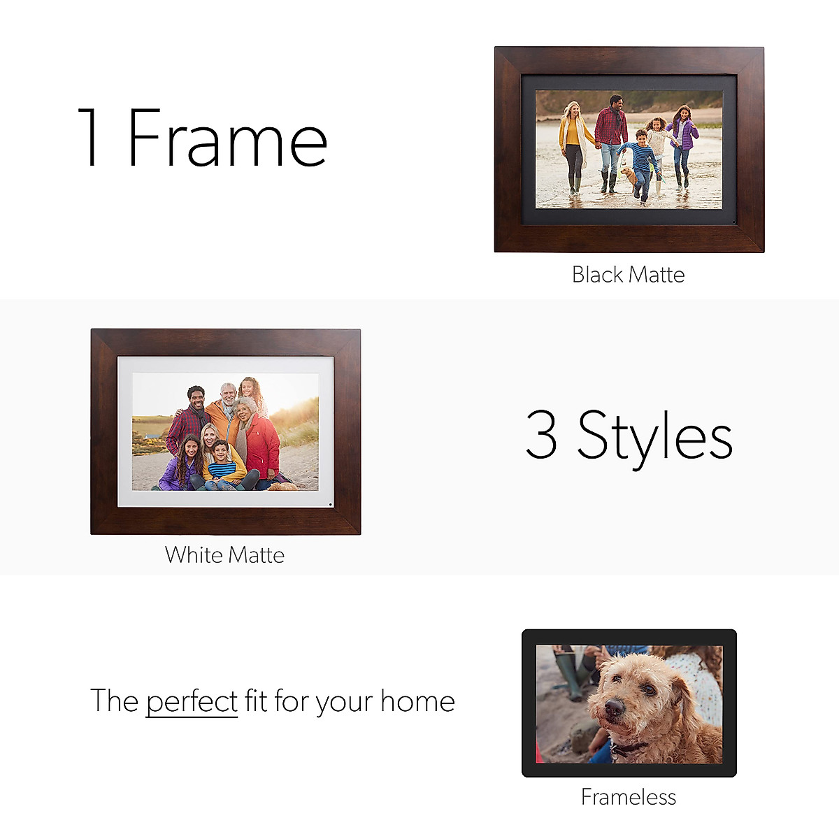 Brookstone PhotoShare 10.1” Smart Digital Picture Frame, Send Pics from Phone to Frames, WiFi, 8 GB, Holds 5,000+ Pics, HD Touchscreen, Premium Espresso Wood, Easy Setup, No Fees