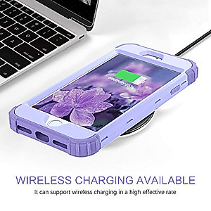 BENTOBEN iPhone SE 2022 Phone Case, iPhone SE 2020 Case, Heavy Duty 3 in 1 Full Body Rugged Shockproof Hybrid Hard PC Soft Rubber Bumper Drop Protective Girls Women 4.7 SE Cover, Light Purple/Lavender