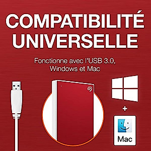 Seagate One Touch, 2TB, Portable External Hard Drive, PC Notebook & Mac USB 3.0, Red, 1 Year MylioCreate, 4 mo Adobe Creative Cloud Photography (STKB2000403)