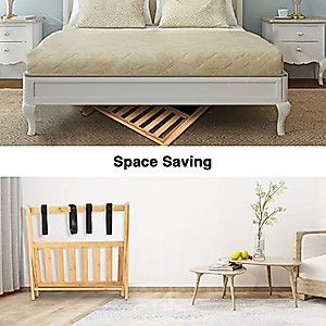 ALAPUR Bamboo Luggage Rack for Guest Room, Folding Luggage Holder with Storage Shelf , Suitcase Stand for Bedroom,Guest Room,Hotel