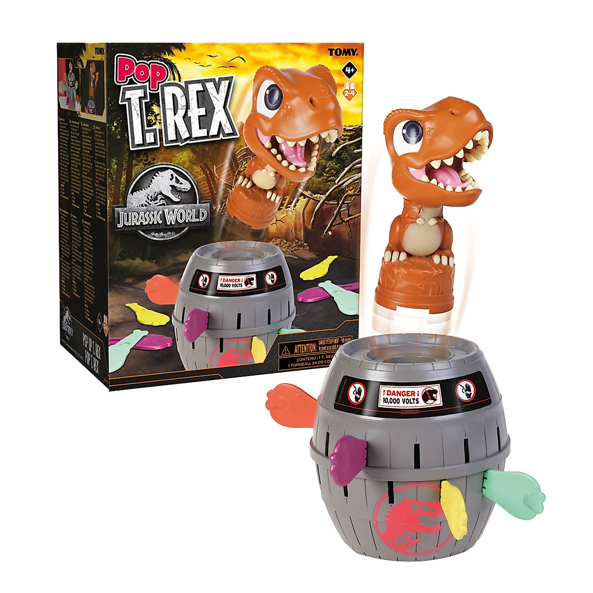 TOMY Pop Up T-Rex Kids Game - Family and Preschool Kids Games for Family Game Night - Kids Activities and Jurassic World Toys - Girls and Boys Games - 2-4 Players - Ages 4 Years and Up
