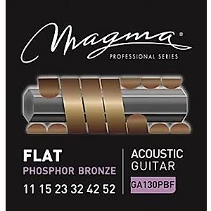 Magma - Light Acoustic Guitar Strings 11-52 Gauge Flat Phosphor Bronze Wound Acoustic String Set (.011" - .052") 1 set - GA130PBF