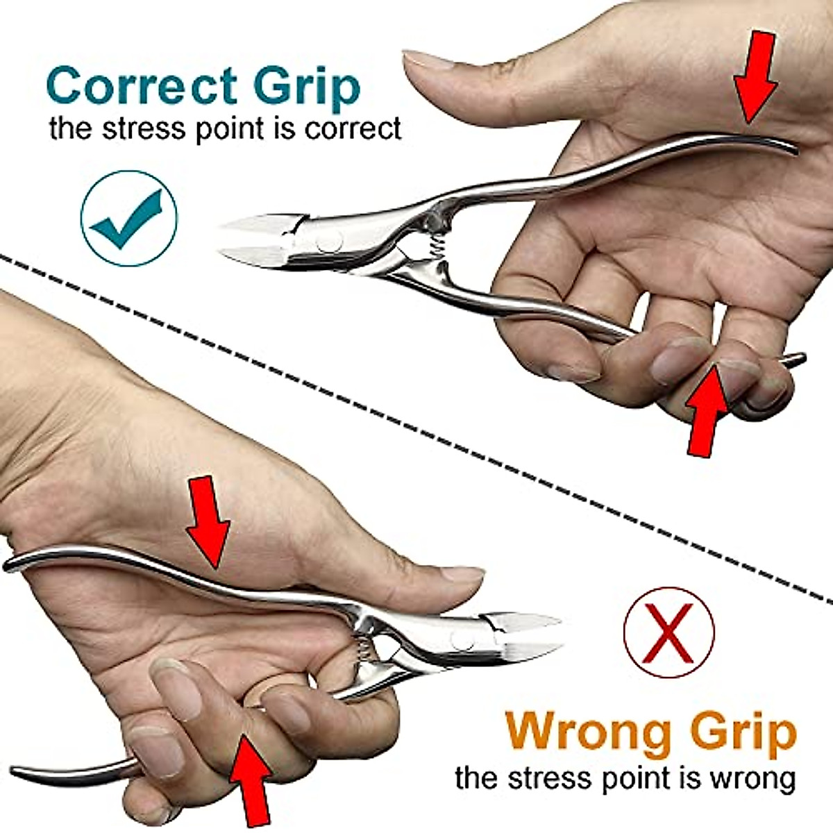 VOGARB 5pcs Large Nail Clippers Set for Thick/Ingrown Nails Toenail and Fingernail Long Handle Trimmer Wide Opening Cutter Heavy Duty Professional Podiatrist Pedicure Tool for Adult Seniors(JCDK5PS)