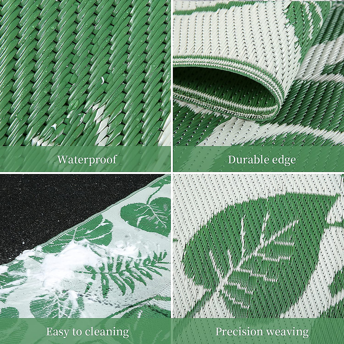 NFECO Reversible Rugs Plastic Rug Outdoor Rug Lightweight Outside Mats ModernOutdoor Rug for Patio Portable Mats for RV Backyard Deck Picnic Beach (4x6, Green)