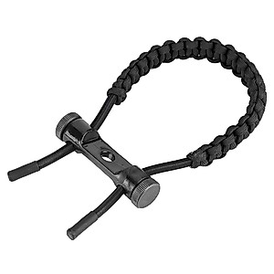 Bow Wrist Sling, 1Pc Archery Adjustable Compound Wrist Rope Durable Leather Braided Cord Rope Hunting Accessory (Black)