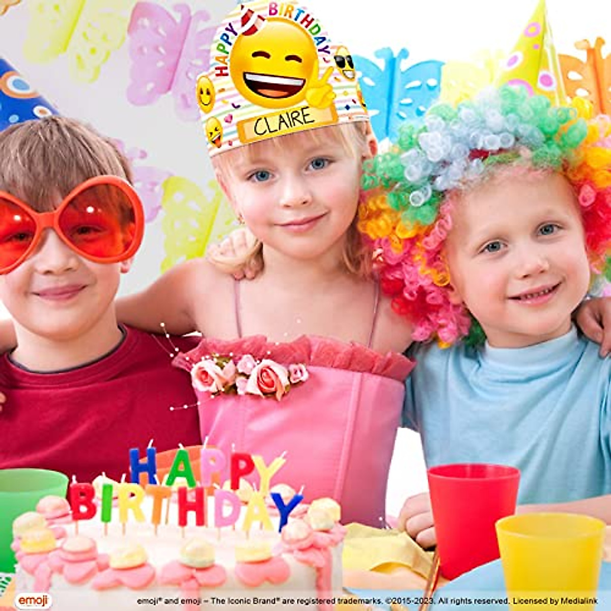 FANCY LAND Birthday Crowns for Kids Classroom 30PCS Emoji Birthday Crowns Party Supplies