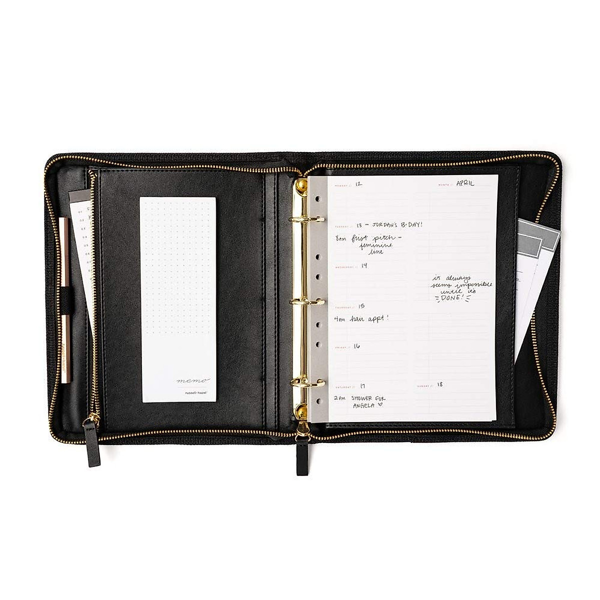 russell+hazel Soft Vegan Leather Mini Binder Black 8.5” x 10”, 55750