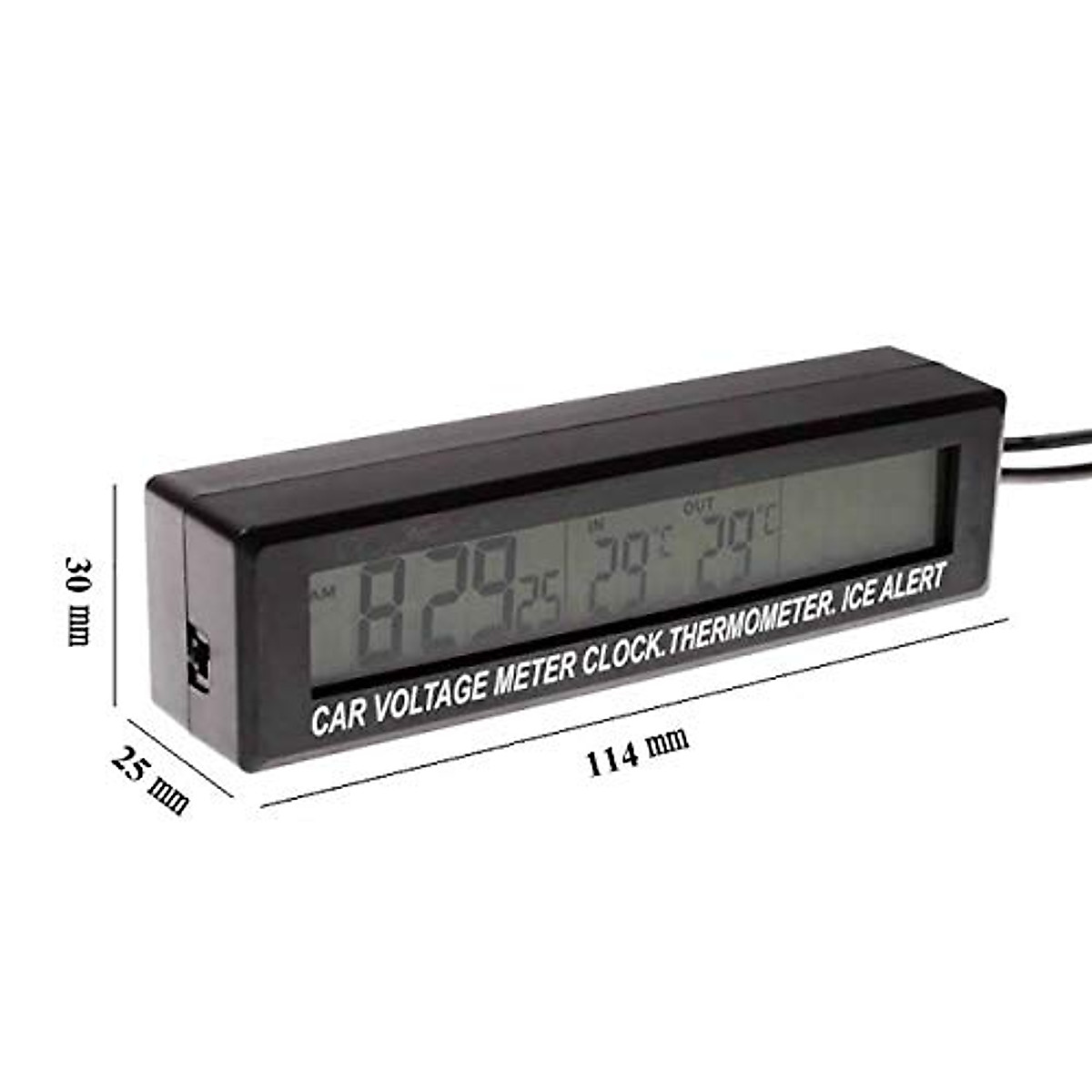 Car 3 in1 LED Digital Display Clock in/Out Tempeure Thermometer Voltage Monitor Meter