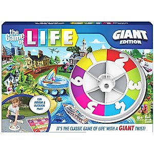 The Game of Life, Giant Edition Family Board Game Indoor/Outdoor Fun Game with Big Oversized Gameboard Cards Spinner, for Adults and Kids Ages 8 and up