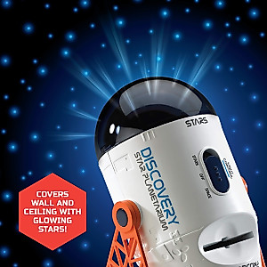 Discovery #MINDBLOWN 2-in-1 Reversible Planetarium Space Projector, 24 Images, 360-Degree Rotation, Moving Stars and Stationary Modes, Displays Planets Nebula Stars Constellations, Kids Astronomy Toy