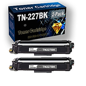 Kolasels 2-Pack (Black) Compatible High Yield TN-227 TN227 | TN-227BK Imaging Toner Cartridge use for HL-L3210CW HL-L3230CDW HL-L3270CDW Printer