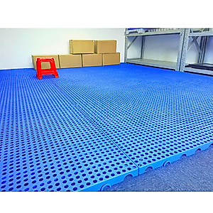 ezkxoprs Warehouse Pallet, Lightweight Plastic Pallet, Moisture-Proof Floor Mat for Basement Storage Rooms, 2200 Lb/m² Capacity (Color : Blue, Size : 100x60x5cm)