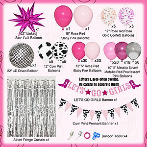 137Pcs Disco Cowgirl Party Decorations, Bachelorette Cowgirl Balloons Hot Pink Disco Ball Balloon Garland Arch Kit Let's Go Girls Banner Western Valentines Day 2000s 90s 80s Birthday Party Supplies