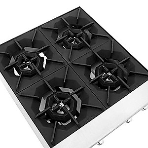 24” Freestanding Commercial Gas Cook Stove Range with 4 Burners, Cook Rite Stainless Steel Gas Hot Plate Burner- 100000 BTU