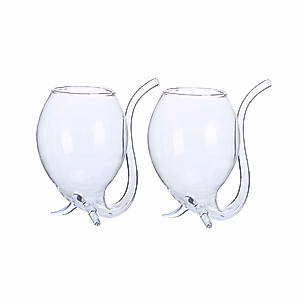 Hvanam Vampire Wine Glass Cup With Built-in Straw Creative Fancy Fun Cocktail Glasses for Juice, Wine (300ml/10oz) - 2 Pack