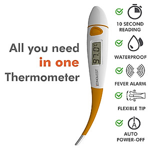 Konquest KDT-1201 Best Digital Medical Thermometer, Highly Accurate and Fast, Easy to Use, 10 Second Reading. Detect Fever Quickly - Oral Armpit and Rectal Thermometer for Babies Children and Adults