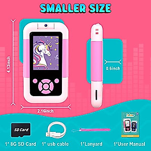 Prysyedawn Kids Phone, Christmas Birthday Gifts for Girls/Boys Age 3-6,Toddler MP3 Music Player with Flip Camera, Alarm Clock Portable Learning Toy for 3 4 5 6 Year Old Girl with SD Card-Pink