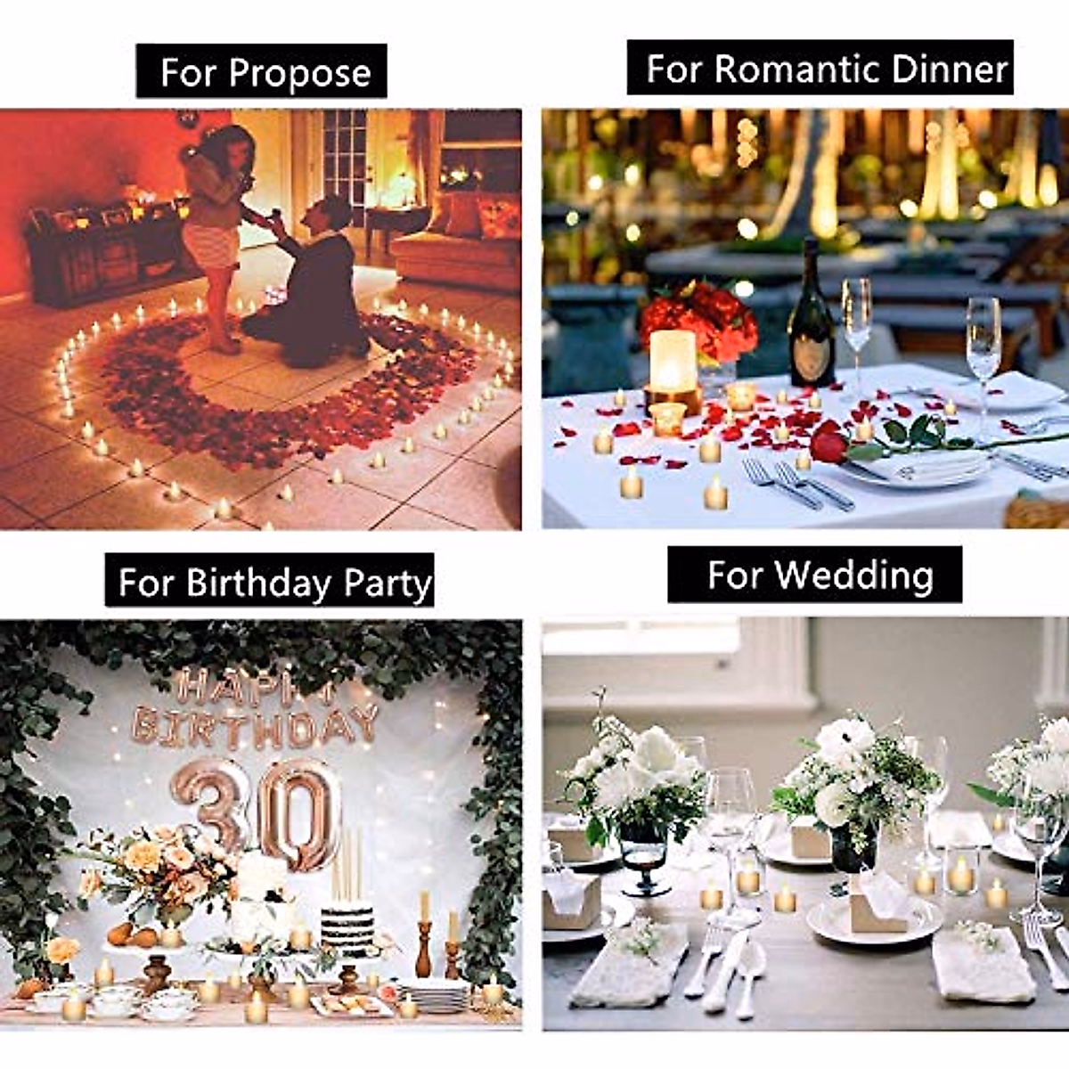 LED Moving Wick Candles with Timer, Battery Operated Flameless Electric Romantic Candles with Flickering Warm White Light, Flameless Fake Candles with Holders for Home Fireplace Christmas or Halloween