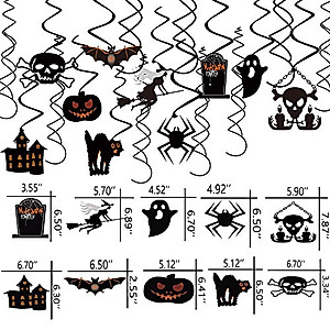 Doumeny Halloween Hanging Swirl Decorations Happy Halloween Banner Bunting Garland Flag Halloween Hanging Foil Swirls with Halloween Balloons for Halloween Party Decor Home Ceiling Doorway Decor