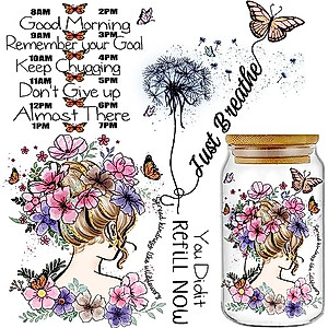 UV DTF Transfer Sticker, 5Sheets Rub on Transfer Stickers for Glass Cups,Waterproof UV DTF Cup Wrap Rub on Transfers Stickers Decals, Clear Film Transfer Paper UV DTF Cup Wraps Transfer Sticker