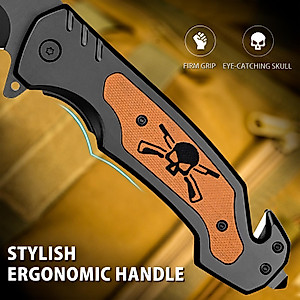 NedFoss Knifes Pocket Knives for Men, Folding Pocket Knife with Glass Breaker, Seatbelt Cutter, G10 Handle, Thumb Stud for Emergency Rescue, Household, Workshop (FA18)