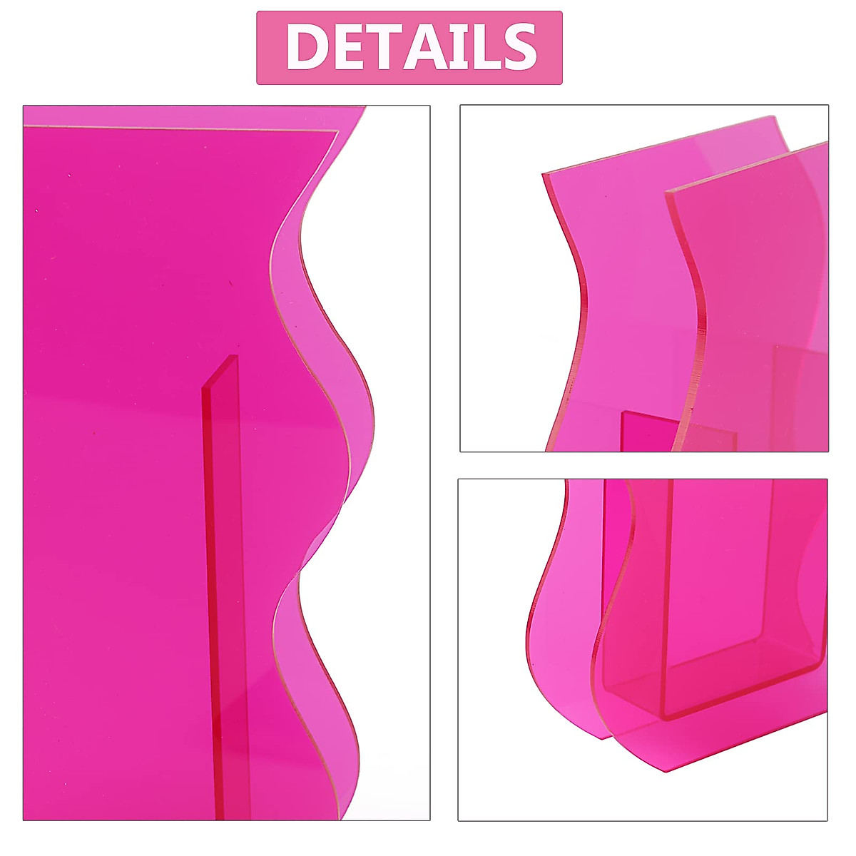 DaizySight Acrylic Flower Vase for Aesthetic Room Decor, Irregular Curvy Wave Plastic Decorative Vase for Bedroom, Living Room Table - Pink Wave