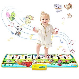 M SANMERSEN Piano Mat, 39.5" X 14" Musical Mat 8 Instrument Sounds Piano Mat for Toddlers Touch Play Dancing Mat Toy for 1 2 3 Year Old Girls Boys Gifts