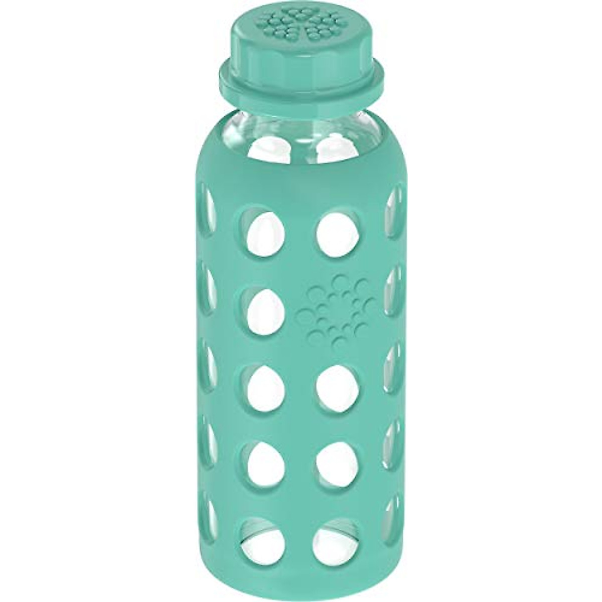 Lifefactory 9-Ounce Glass Water Bottle with Flat Cap and Silicone Sleeve Kale