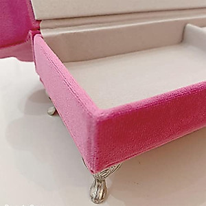 Harilla Jewelry Box Chaise Shape Display Case Pink Storage Holder Soft Lining Gift Lovely Women Earrings Organizer for Bedside Table Dresser